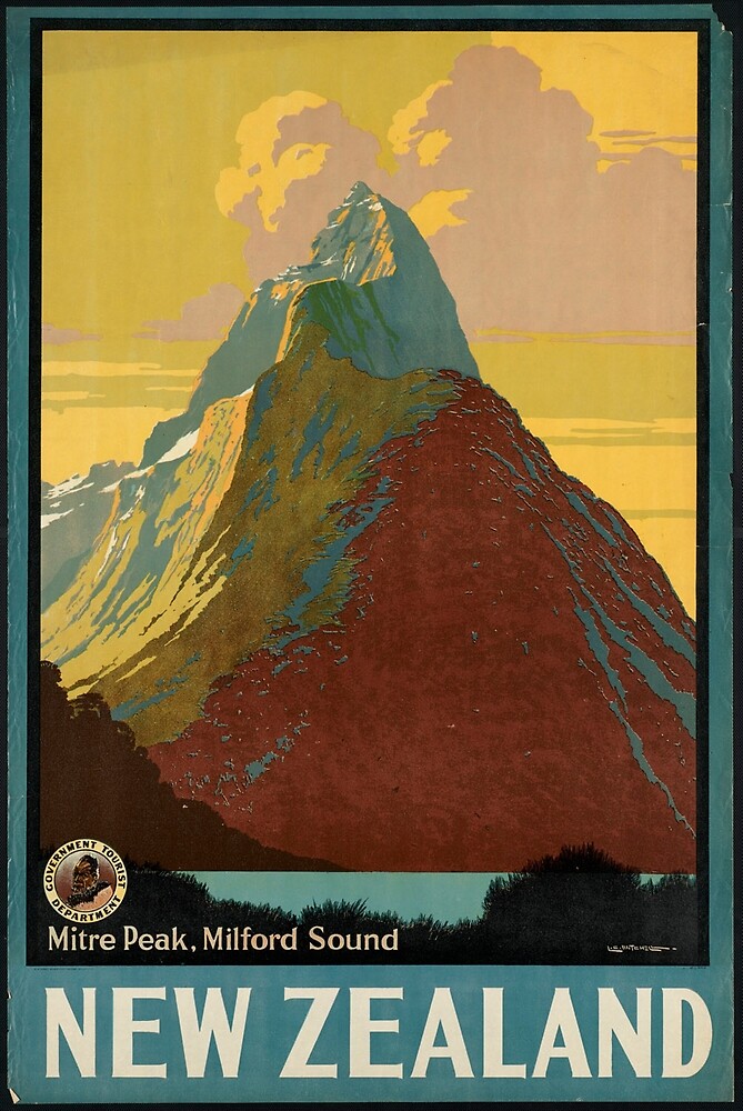 "Vintage New Zealand Travel Vacation Holiday Advertisement Art Posters ...