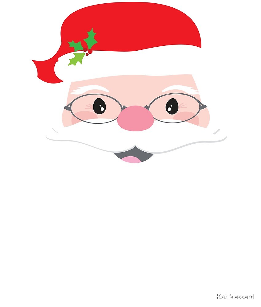 "MODERN CHRISTMAS simple happy jolly santa face ho ho" by Kat Massard ...