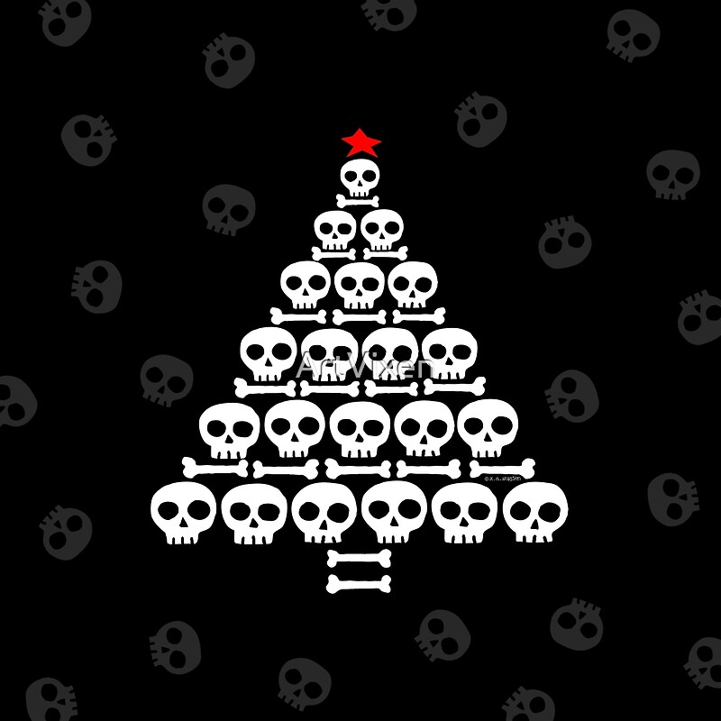 "White Skull and Bones Christmas Tree " by ArtVixen | Redbubble