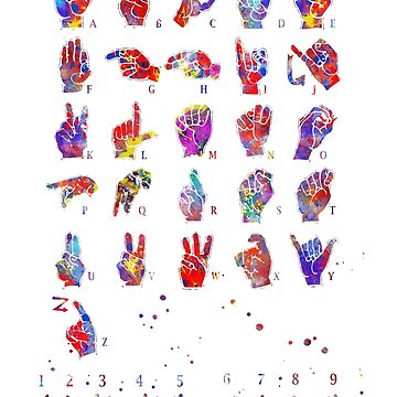 "ASL sign language alphabet, watercolor sign language, alphabet, ASL ...