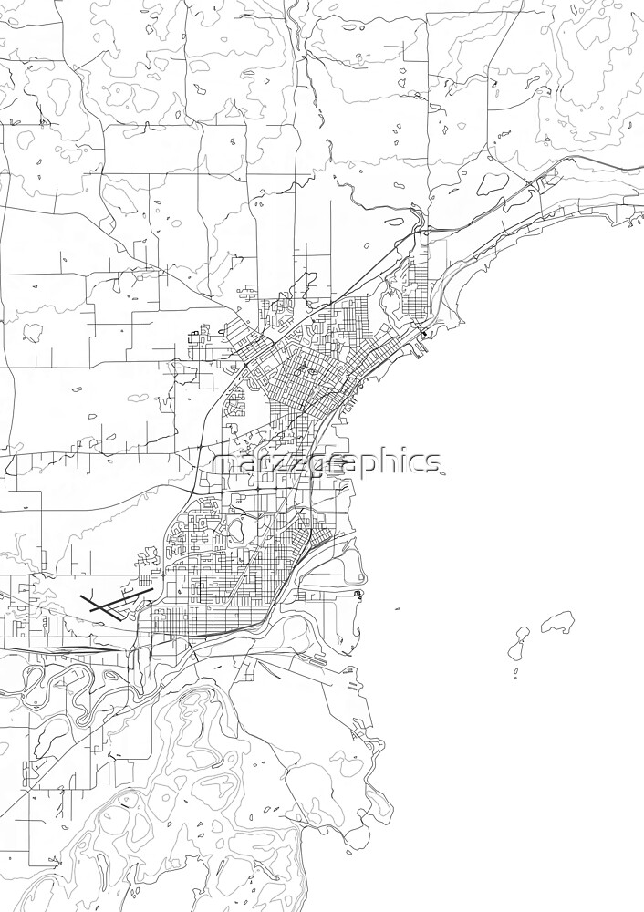 "Thunder Bay map poster print wall art, Ontario gift printable, Home ...