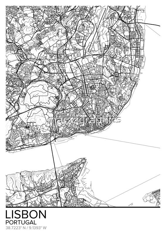 "Lisbon map poster print wall art, Portugal gift printable, Home and ...