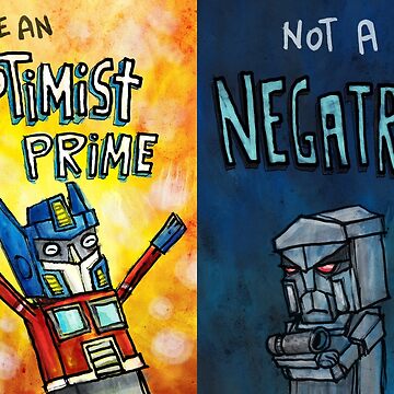 "Optimist Prime & Negatron" Sticker for Sale by avidliongoren | Redbubble