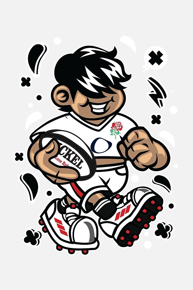 "English Rugby T-shirt - Funny English Cartoon Character Playing Rugby ...