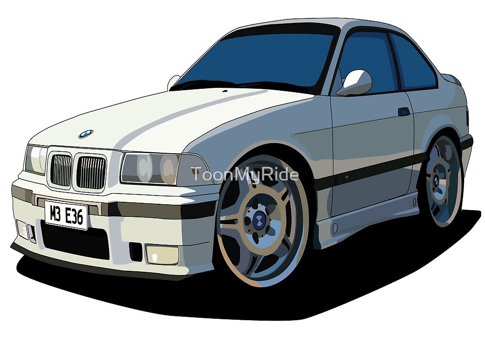 "E36 M3 Cartoon" by ToonMyRide | Redbubble