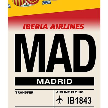 "Madrid (MAD) Airline Luggage Tag" Sticker for Sale by travelwitheric ...