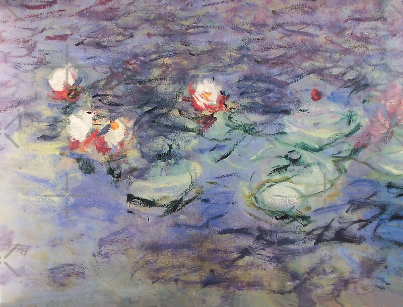 "WATER LILIES IN PINK AQUA BLUE HUES ,MORNING Detail from Claude Monet ...