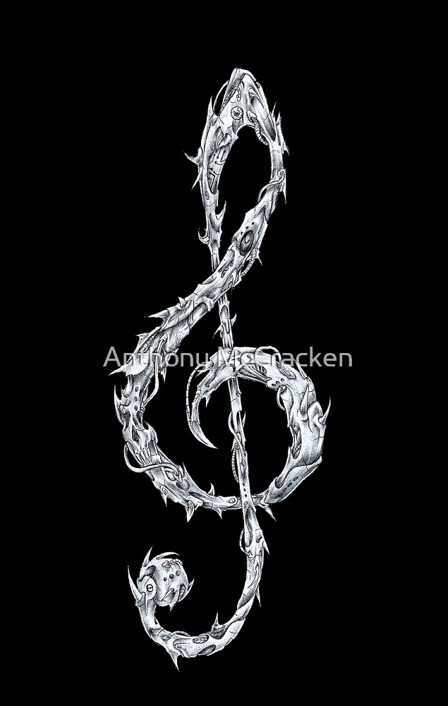 "Metal Treble Clef" by Anthony McCracken | Redbubble