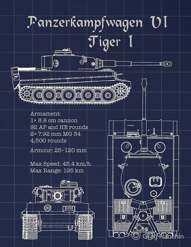 "Panzerkampfwagen VI Tiger I Blueprint" by The War Effort | Redbubble