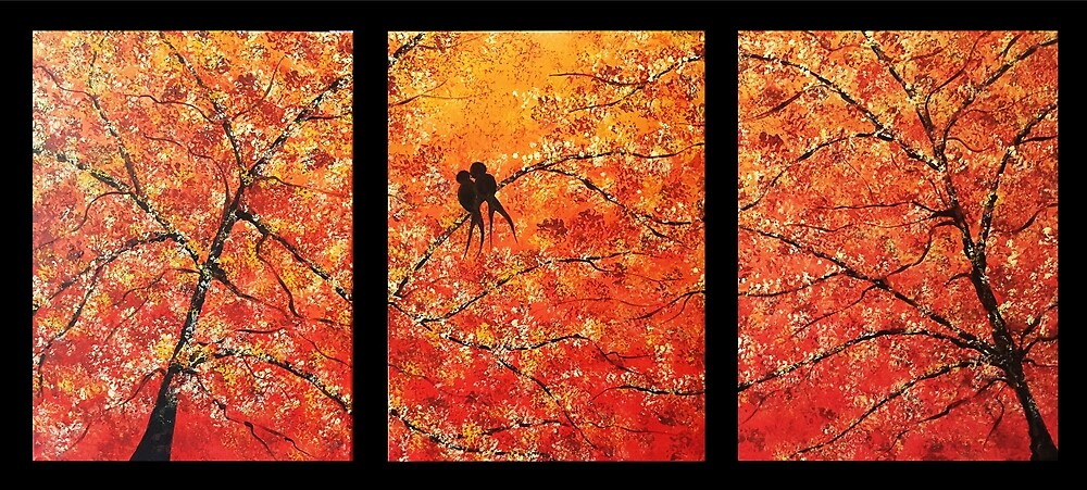 "FALL TREES TRIPTYCH" by Tammera | Redbubble