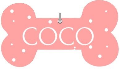 "Coco - Dog Name Tag Pink" by Maddie Dyer | Redbubble