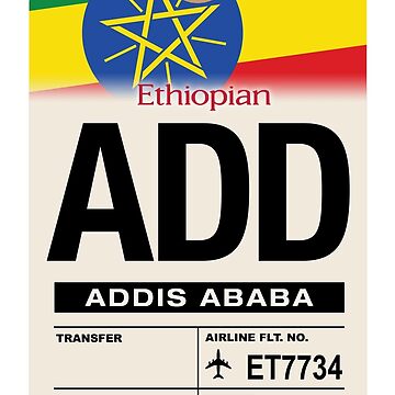 "Addis Ababa (ADD) Ethiopia Airline Luggage Tag" Sticker for Sale by ...