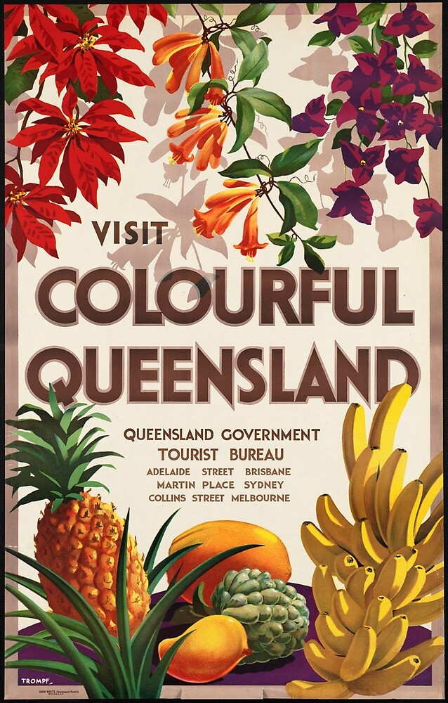 "Vintage Queensland Australia Travel Vacation Holiday Advertisement Art ...
