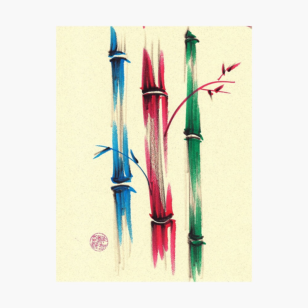 ""Rainbow Bamboo Forest" Watercolor Bamboo Painting" Photographic Print ...