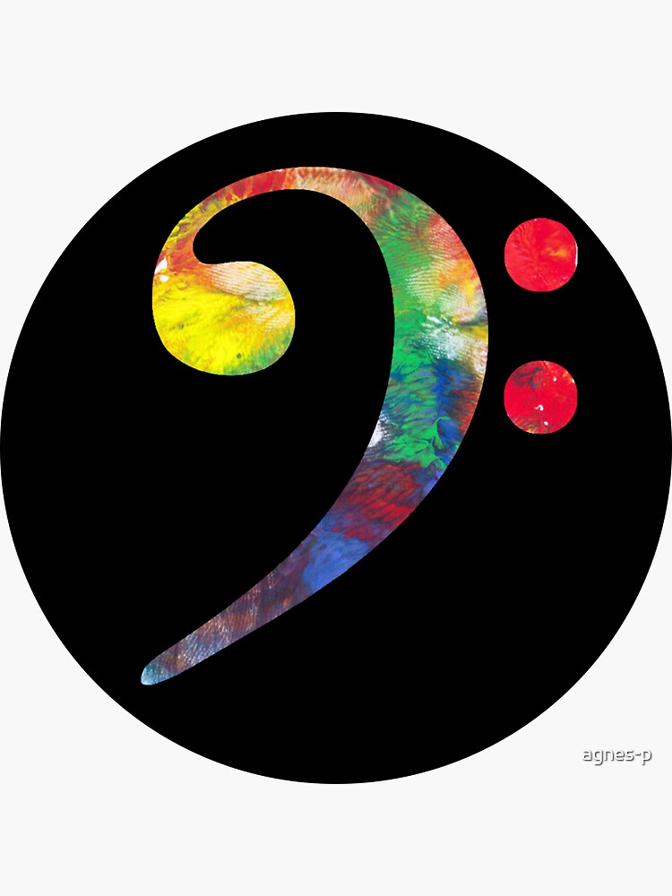 Rainbow Bass Clef Sticker By Agnes P Redbubble