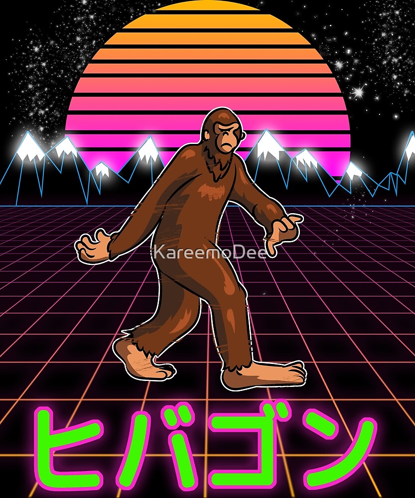 "Japanese Big Foot Hibagon Synthwave Vaporwave" by KareemoDee | Redbubble