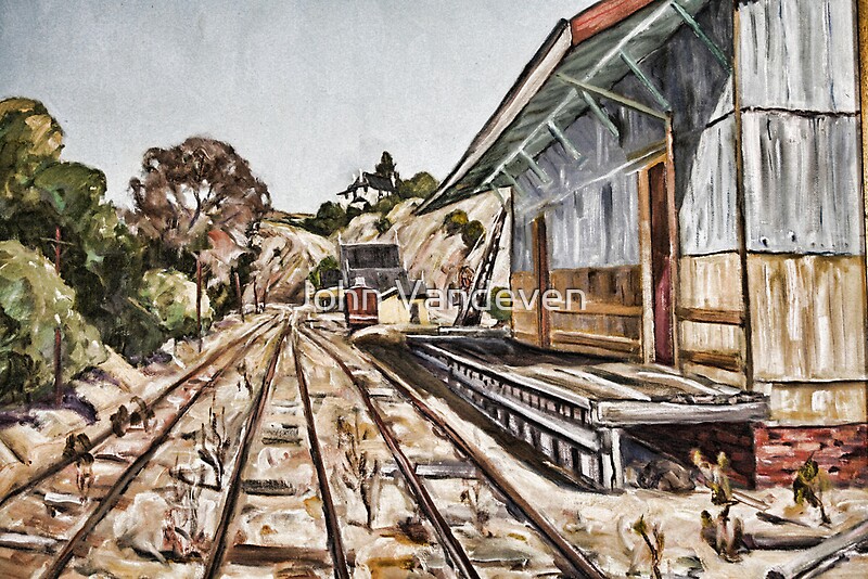 "Gundagai Railway Station painting" by John Vandeven | Redbubble