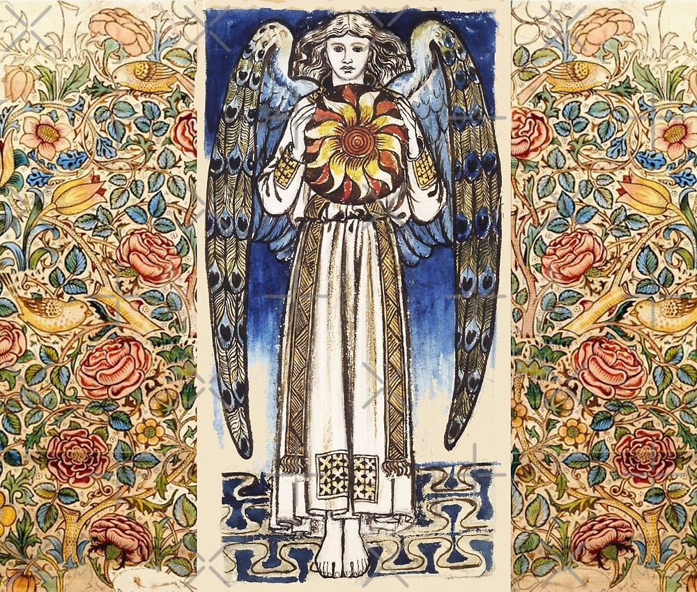 "ANGEL HOLDING SUN ,Day Allegory with Roses and Birds" by BulganLumini ...