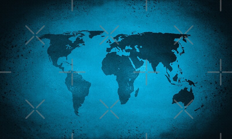 "Vintage blue world map" by steveball | Redbubble