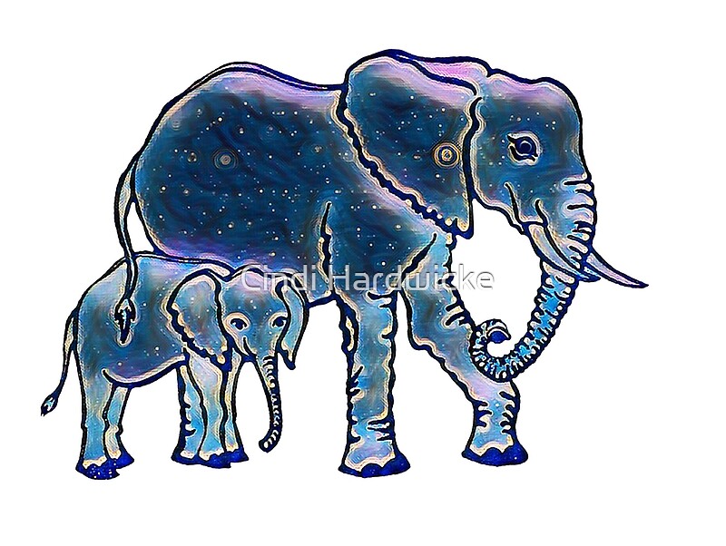 "Mother and Baby Elephant Drawing" by Cindi Hardwicke | Redbubble