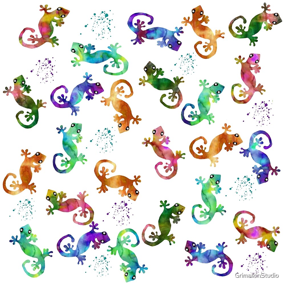 "Watercolor Geckos Pattern" by GrimalkinStudio | Redbubble