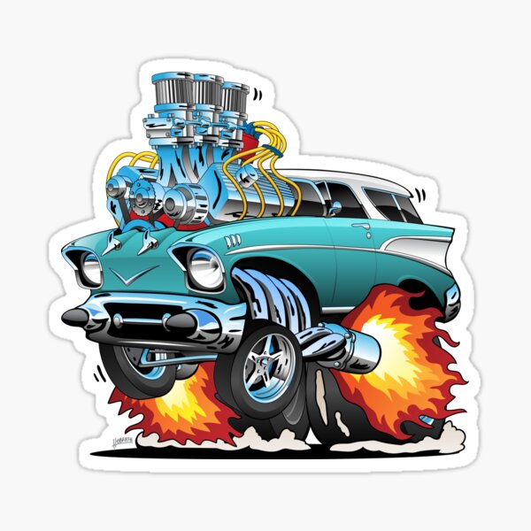 Hot Rod Cartoon Stickers | Redbubble