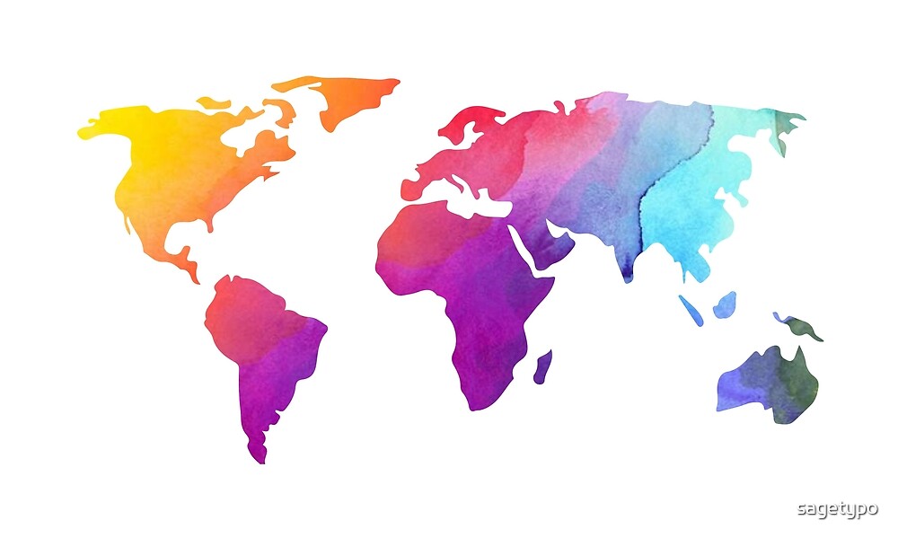 "Colorful World Map Design" by sagetypo | Redbubble
