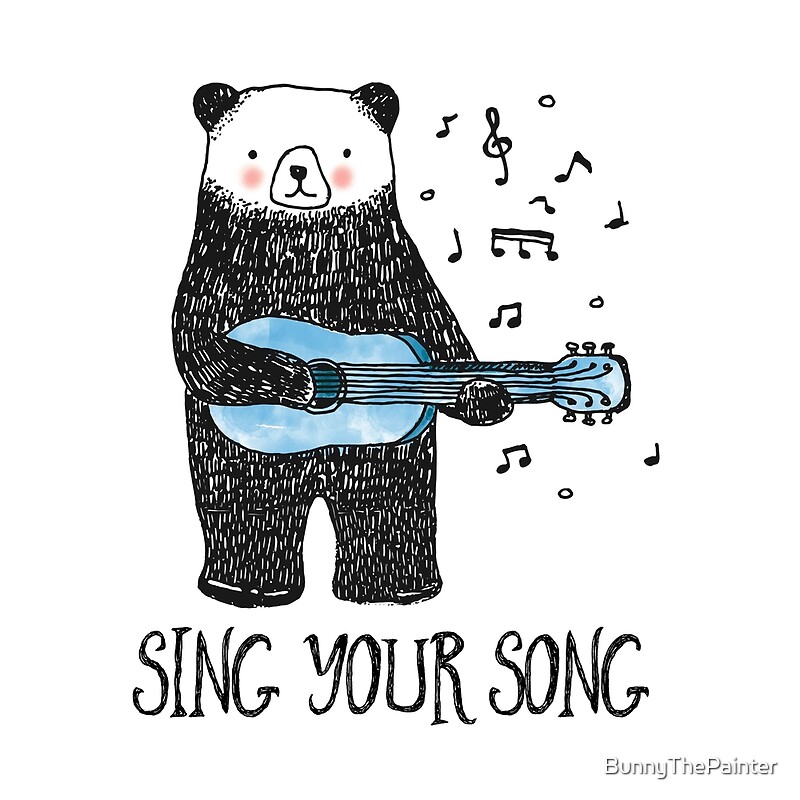 "Sing Your Song - Cartoon Bear With Guitar" by BunnyThePainter | Redbubble