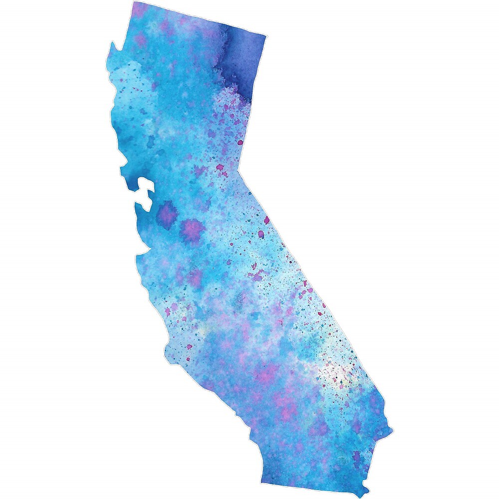 "California Watercolor Silhouette Outline State" by Kayla Carlile ...