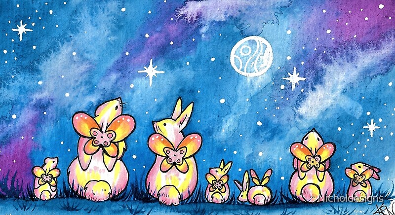 "Flutter Fluff Bunnies" by Nicholdesigns | Redbubble
