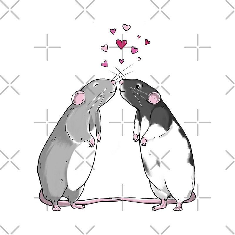 "Rat Kisses (White Outline)" by Doodle-Pip | Redbubble