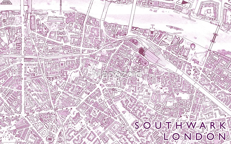 "Southwark London Neighbourhood Buildings Map " by Mapozoid | Redbubble