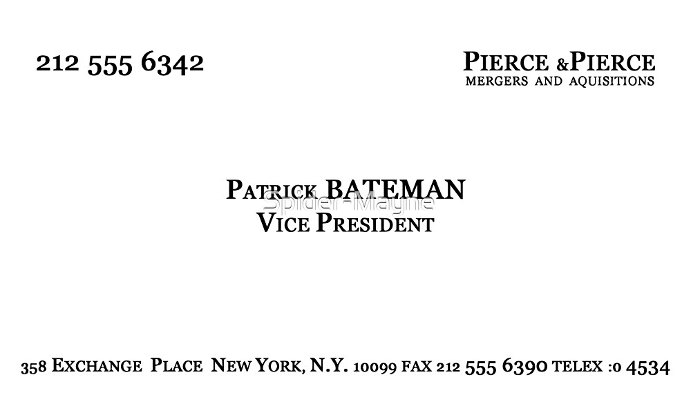 "American Psycho Patrick Bateman's Card" by Spider-Mayne | Redbubble