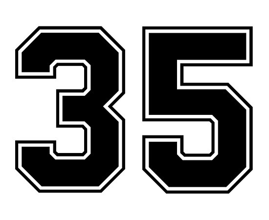 "35 American Football Classic Vintage Sport Jersey Number in black ...