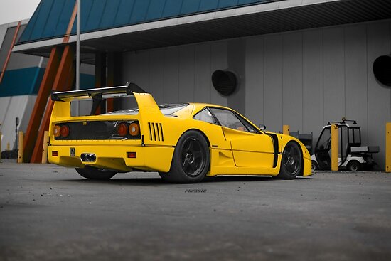 "Yellow Ferrari F40 competizione" Poster by PGPauto | Redbubble