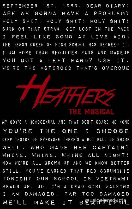 "Heathers Logo with Lyrics" by musicalproducts | Redbubble