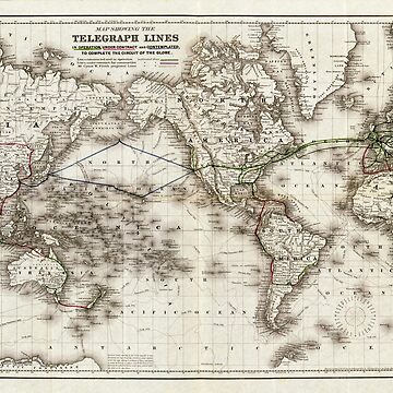 "Vintage World Map Showing Telegraph Lines (1871)" Poster for Sale by ...