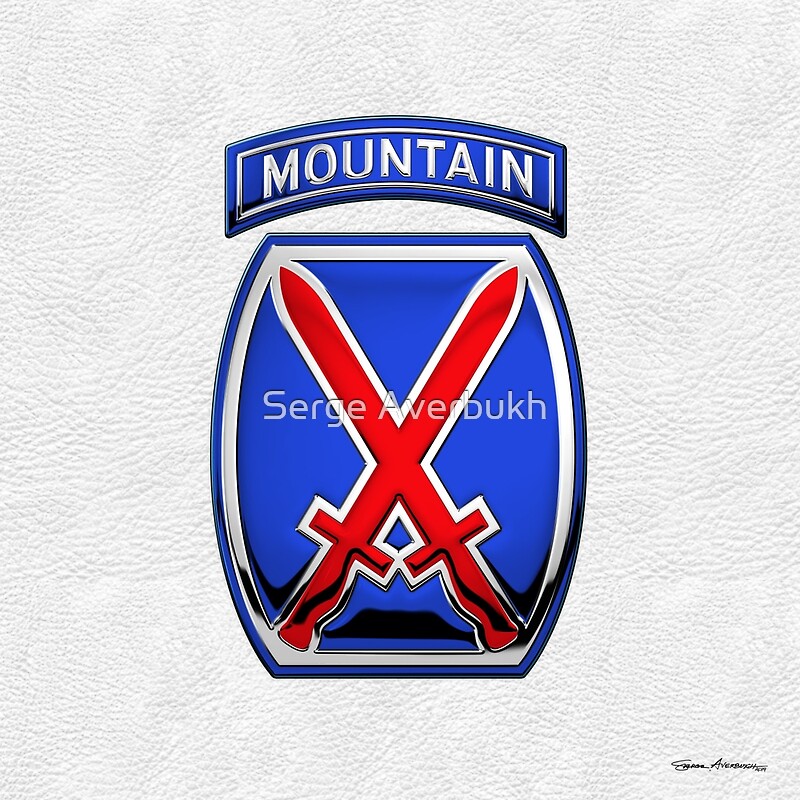 "10th Mountain Division - 10th MTN Insignia over White Leather" by ...