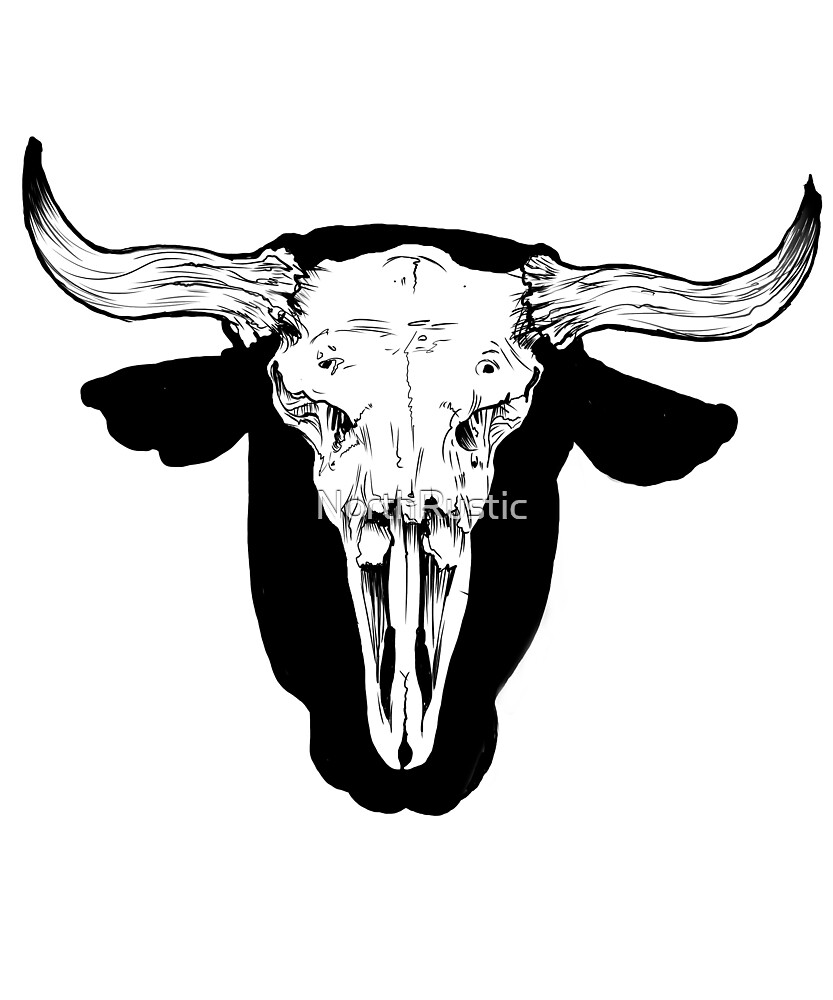 "Bull Skull Shadow Outline Deer Outdoor Hunting Design Rustic" by ...