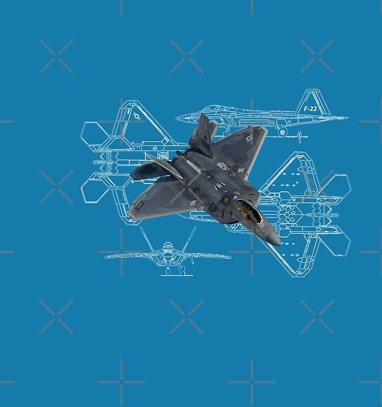 "F-22 Blueprints 2.0" by DarkHorseDesign | Redbubble