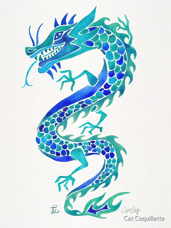 "Chinese Dragon – Blue Palette" by Cat Coquillette | Redbubble