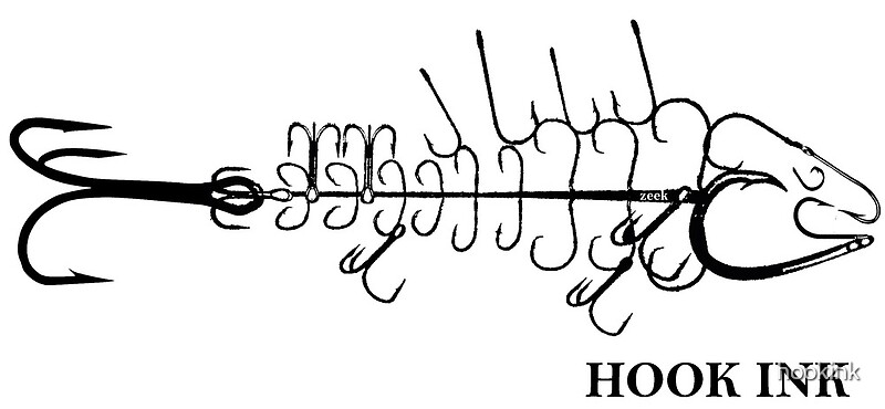 "Hook ink Logo fish out of hooks" by hookink | Redbubble