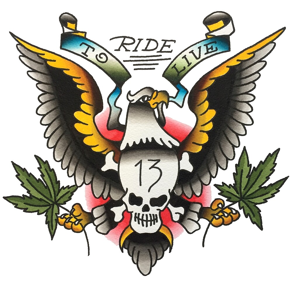 "Traditional Ride To Live Tattoo Design" by FOREVER TRUE TATTOO | Redbubble