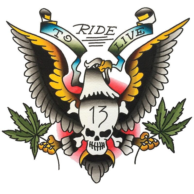 "Traditional Ride To Live Tattoo Design" by FOREVER TRUE TATTOO | Redbubble