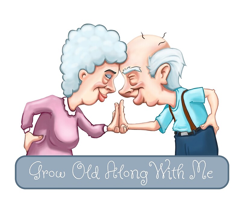 "Grandpa and Grandma Touching Foreheads Illustration" by ...