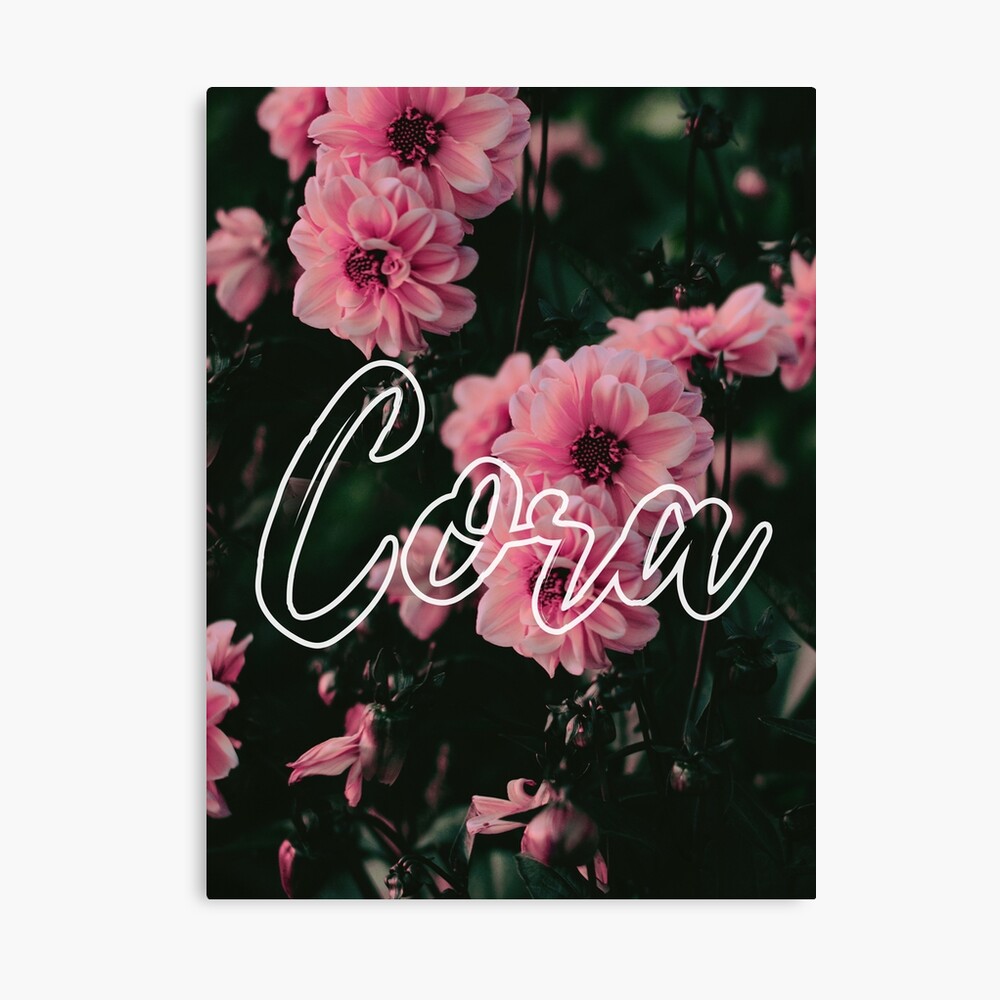 "Cora Floral Themed Name Tag With Background" Canvas Print by ...