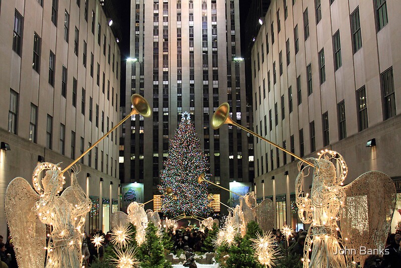 "Christmas angels herald the Rockefeller tree" by John Banks | Redbubble