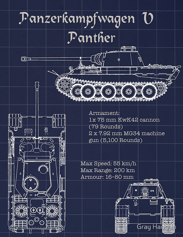 "Panzerkampfwagen V Panther Blueprint" by The War Effort | Redbubble