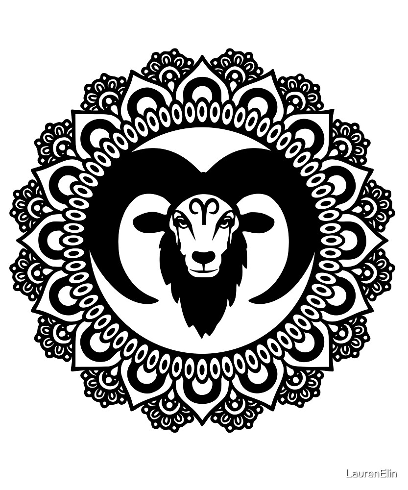 "Zodiac Aries Ram Mandala" by LaurenElin | Redbubble