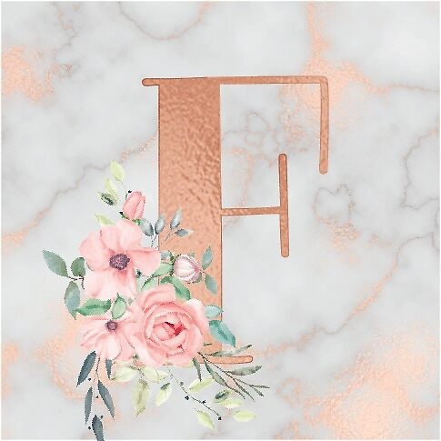"Rose Gold Monogram Pink Flowers Letter F" by kacao | Redbubble